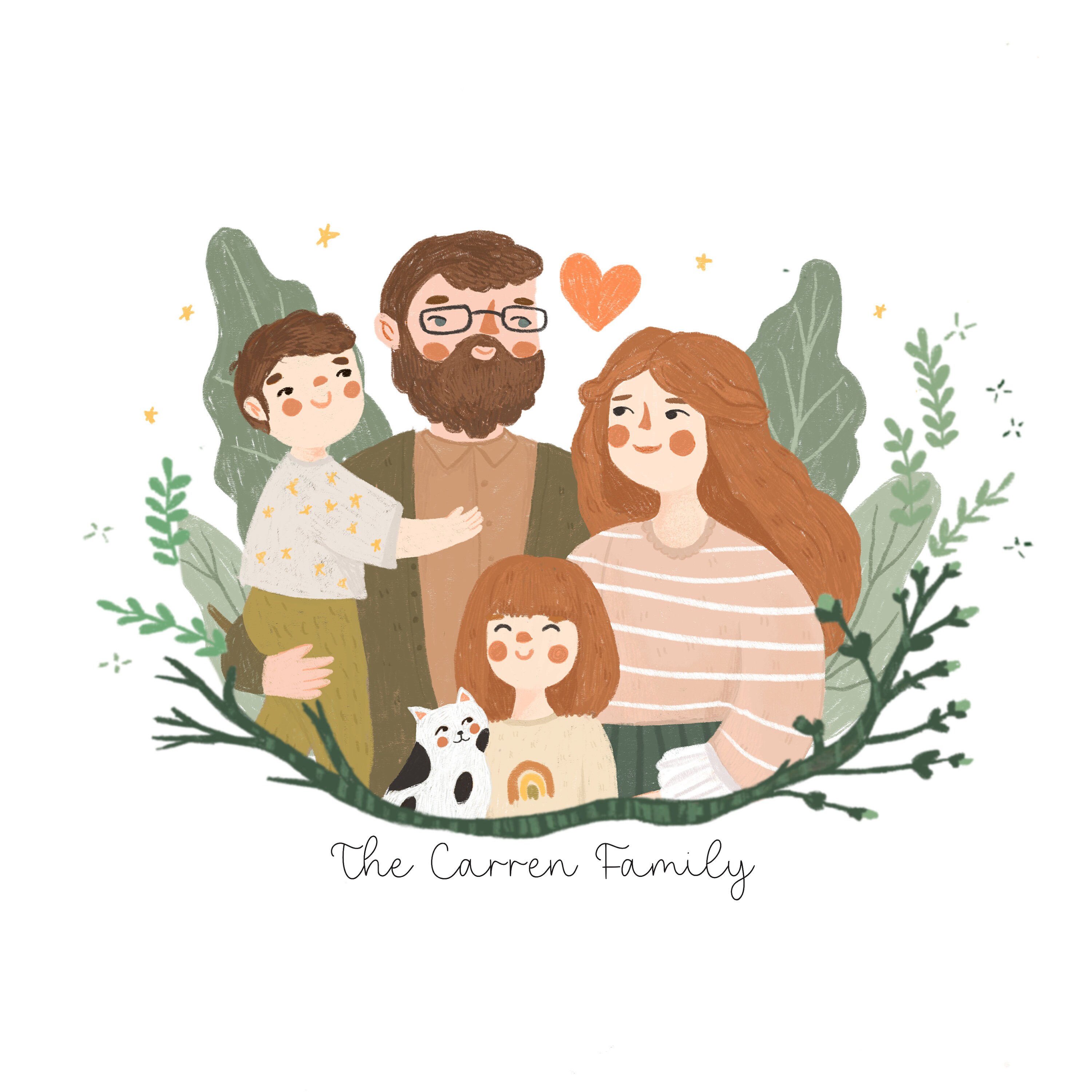 Family Tree Illustration Couple Portrait Couple | Etsy
