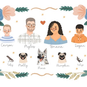 Family Tree Illustration, Couple Portrait, Couple Illustration, Wedding ...