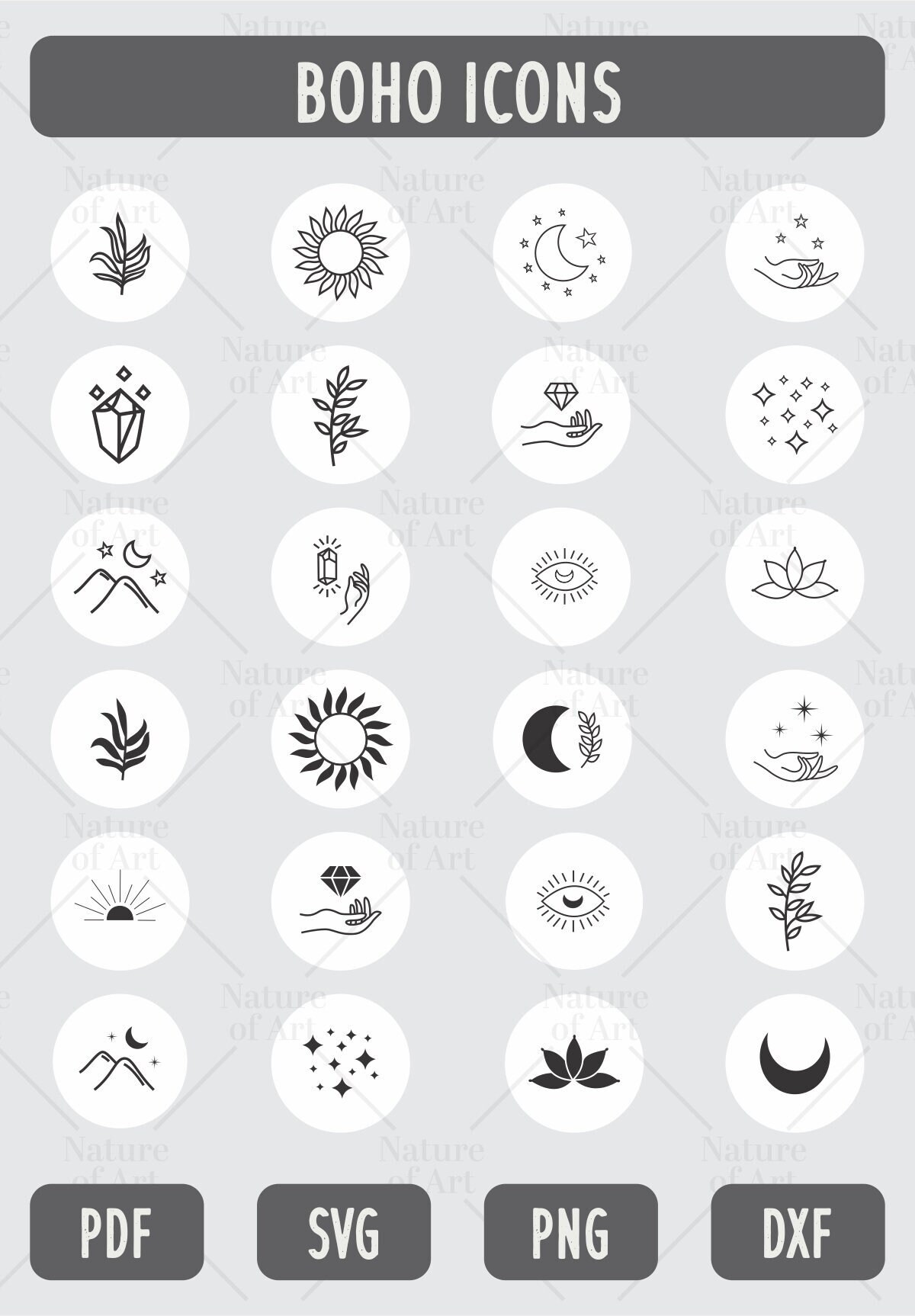 25 Boho Icon Set Bundle Icon Pack SVG Icons Boho Svg - Etsy