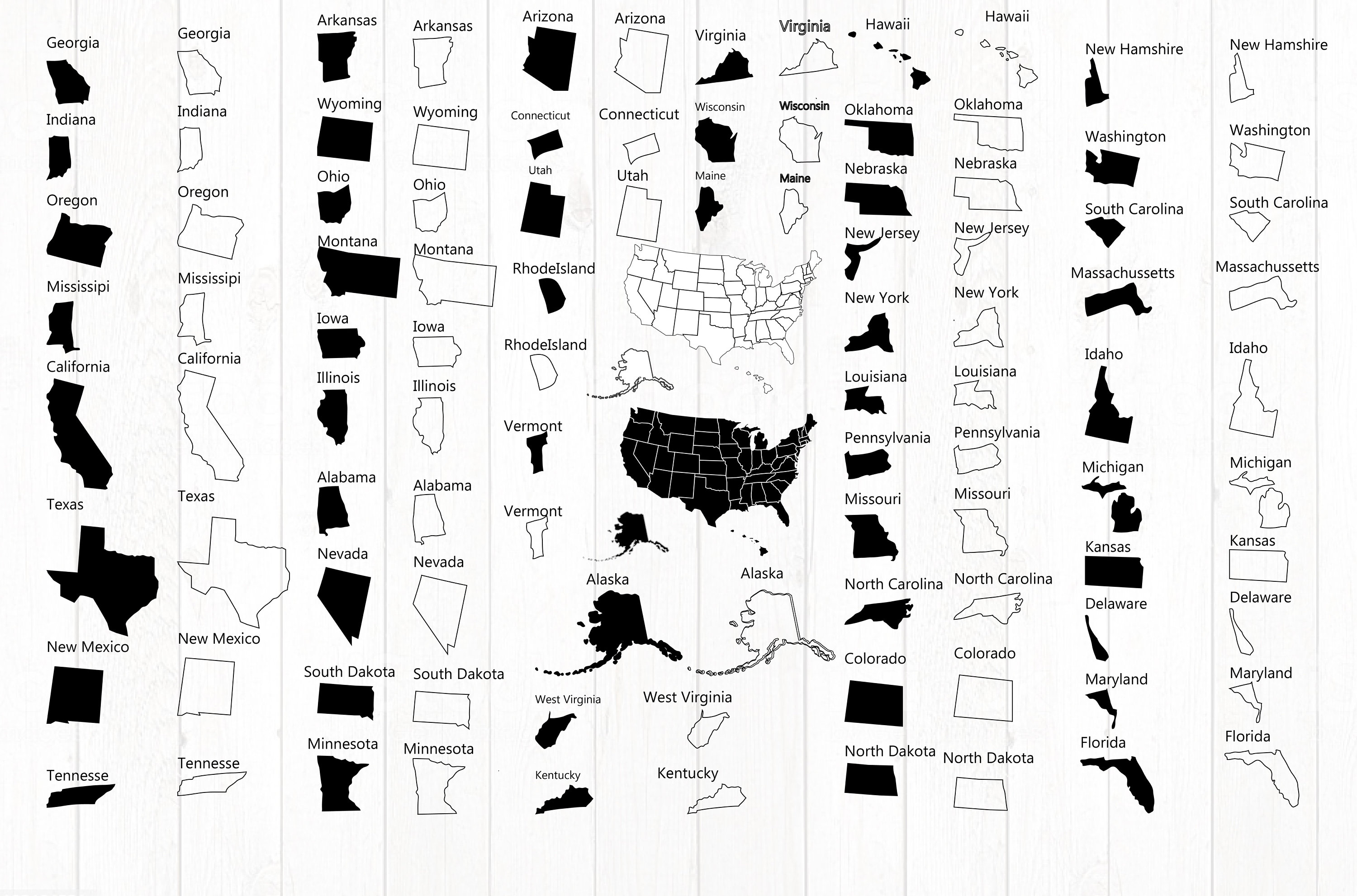 States SVG Bundle Outline United States Map Svg File State - Etsy