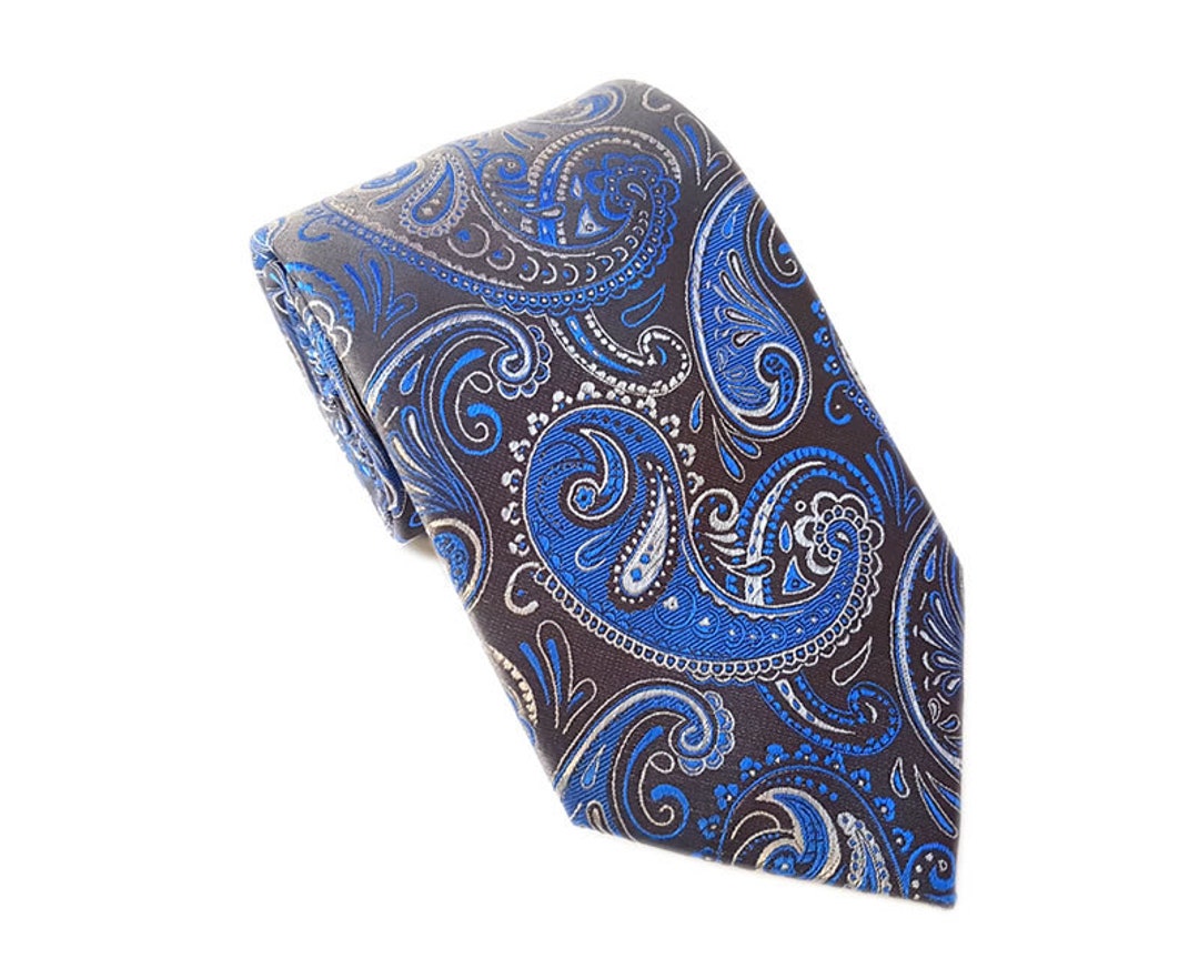 Silver and Blue Paisley Tie, Mens Tie, Groomsmen Ties, Formal Ties ...