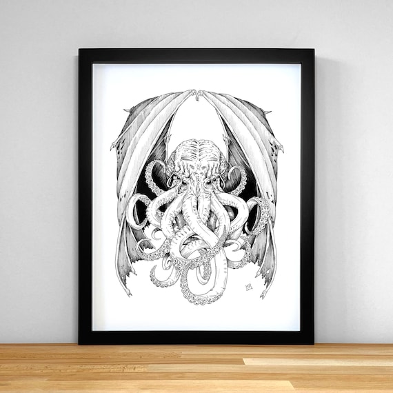 Cthulhu Print of Original Ink Drawing | Etsy