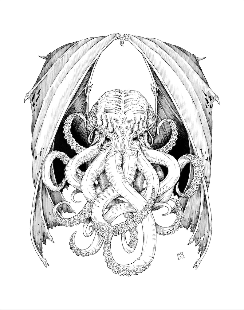 Cthulhu Print of Original Ink Drawing | Etsy