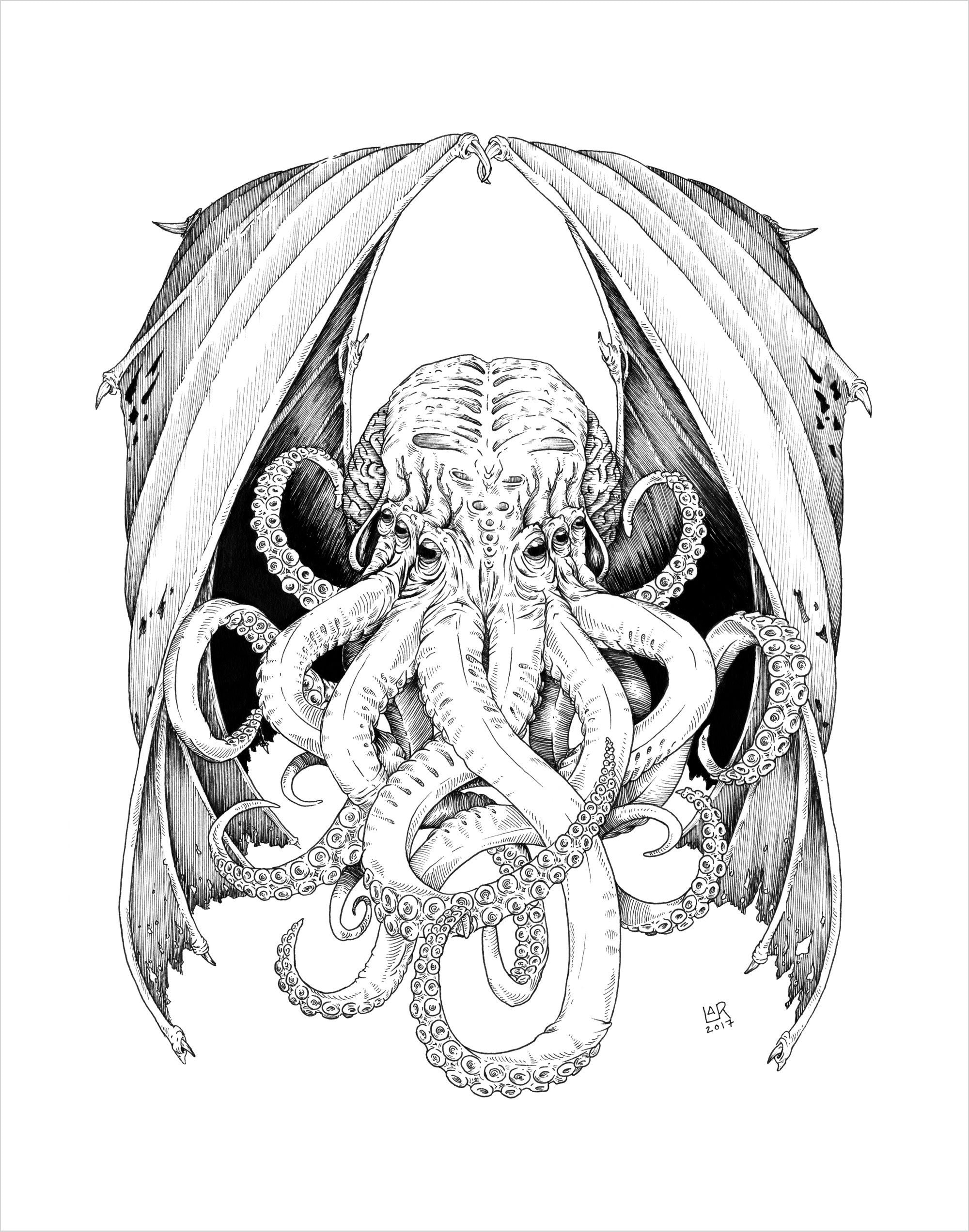 Cthulhu Print of Original Ink Drawing | Etsy