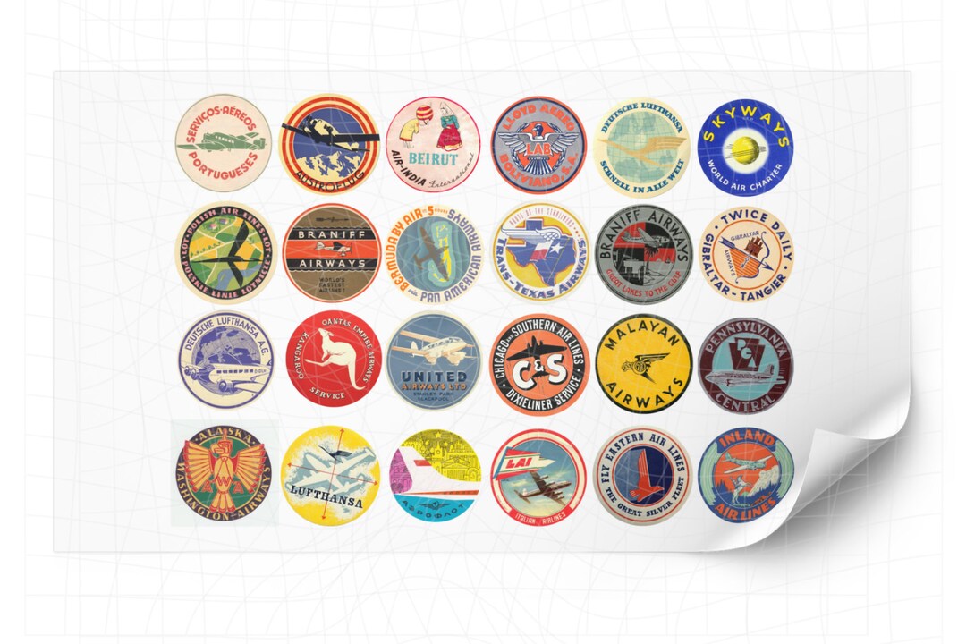 3 Sheets of Vintage Trunk LABELS - Print as 72 Luggage Stickers ...