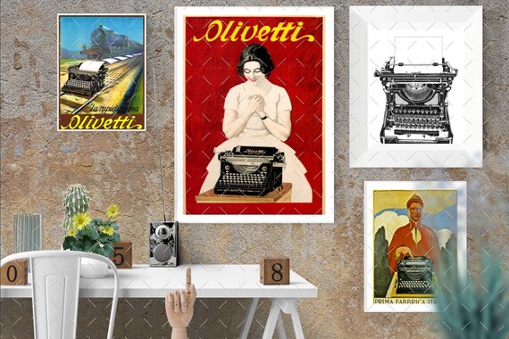 Vintage TYPEWRITER ADVERTISEMENT Poster GRAPHIC Images set of - Etsy