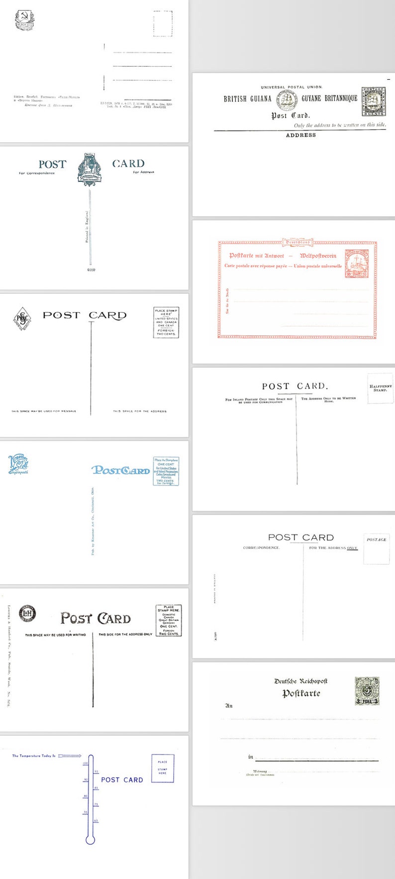 74 VINTAGE POSTCARDS - Blank Templates Post Card ORNAMENTAL Art Nouveau ...