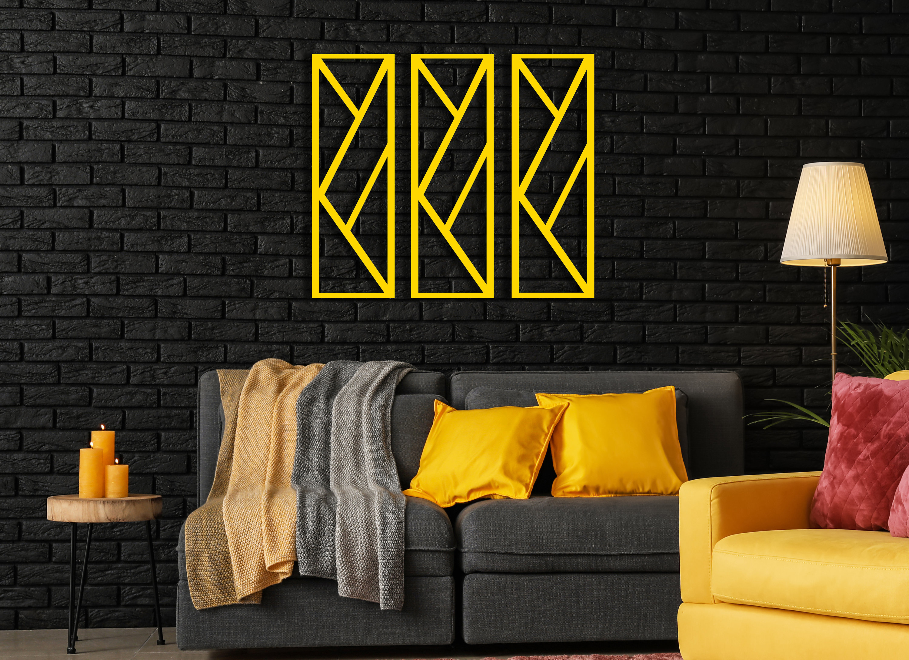 Geometric Metal Wall Decor Minimalistic Design Wall Hanging | Etsy