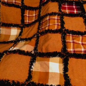 Large Plaid Flannel Rag Quilt Throw in Golden Browns Burgundy Black - Etsy
