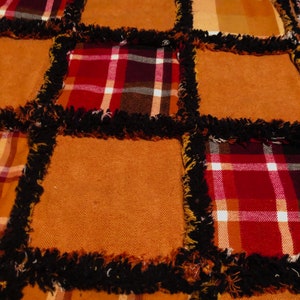 Large Plaid Flannel Rag Quilt Throw in Golden Browns Burgundy Black - Etsy