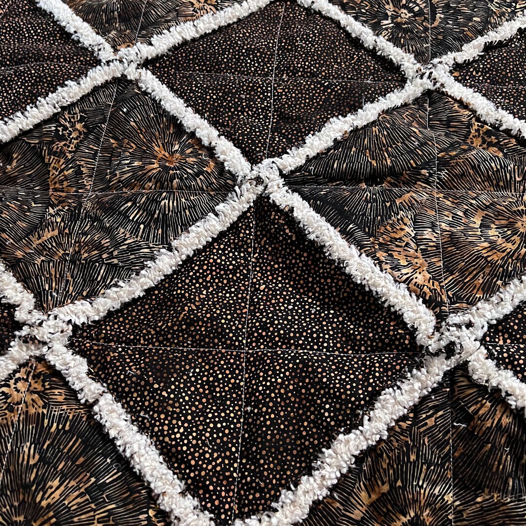 Batik Rag Quilt Large Throw Size Brown Gold Black With Modern Edgy ...