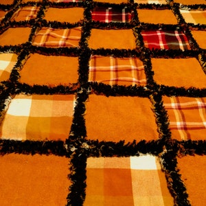 Large Plaid Flannel Rag Quilt Throw in Golden Browns Burgundy Black - Etsy