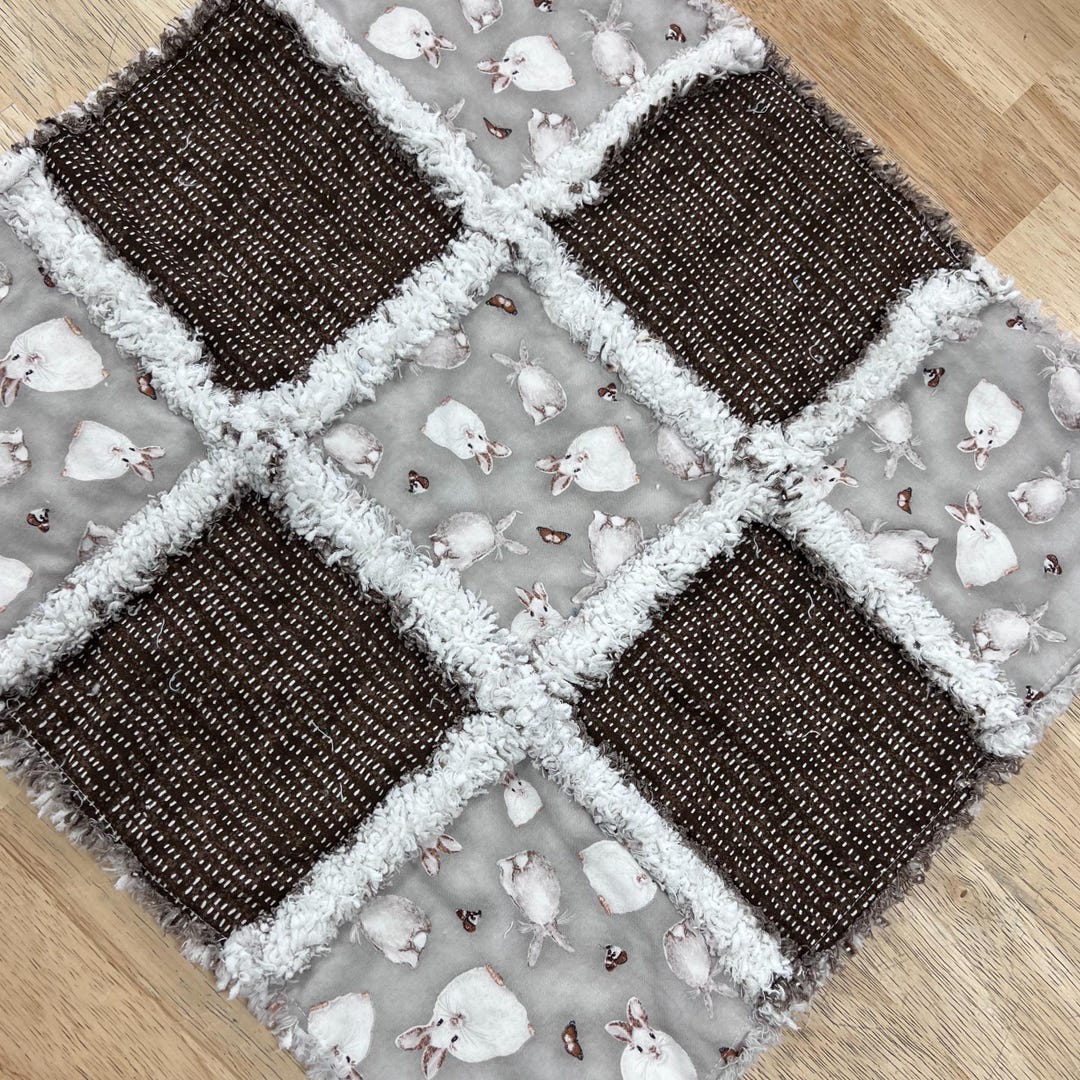 Bunny Rag Quilt: Crib, Lovey Size, or Both in Brown and White - Etsy
