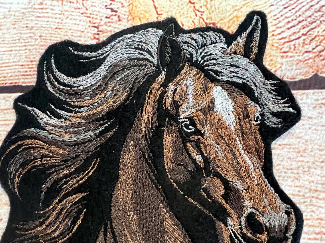 Horse Head Patch, Elegant Horse Patch, Large Embroidered Patch ...