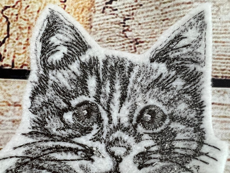 Cat Pencil Sketch Patch Kitty Patch Pet Patch Embroidered - Etsy