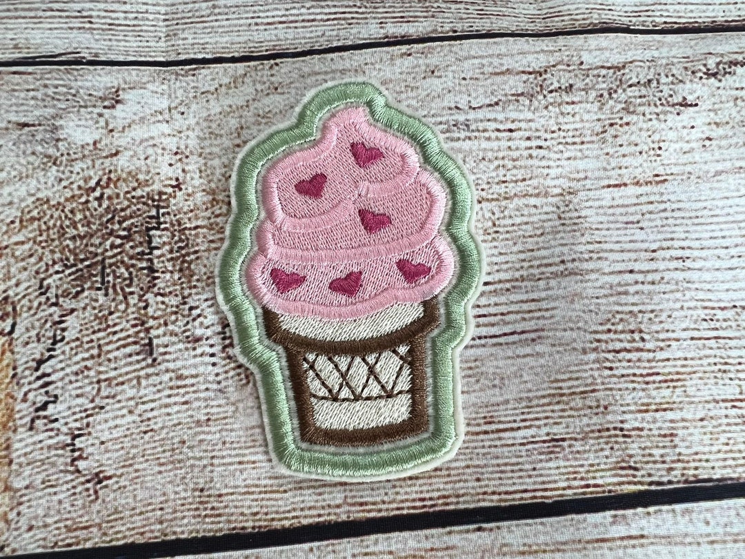 Ice Cream Cone Patch, Embroidered Decoration, Iron-on Patch, Sew on ...
