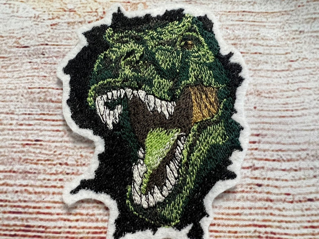 Dinosaur Patch, T Rex Patch, Jacket and Hat Embellishment, Collectable Embroidered Decoration ...