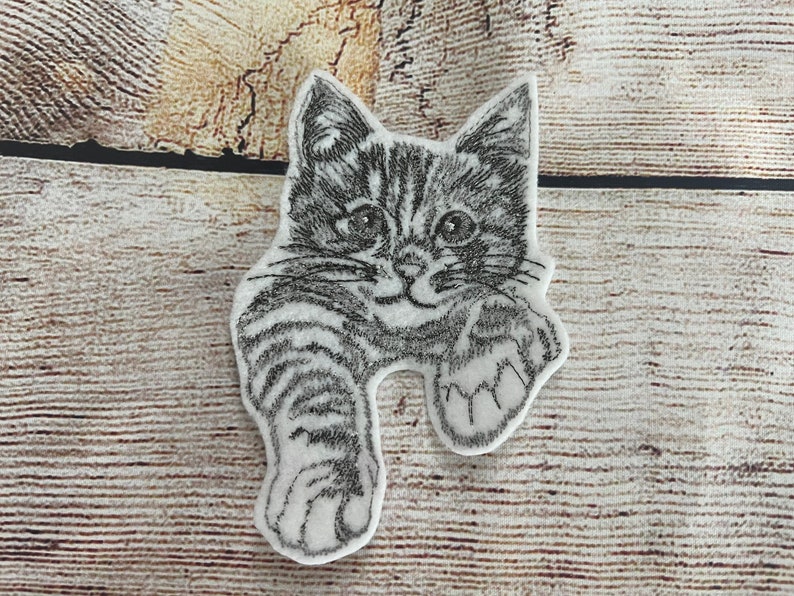 Cat Pencil Sketch Patch Kitty Patch Pet Patch Embroidered - Etsy