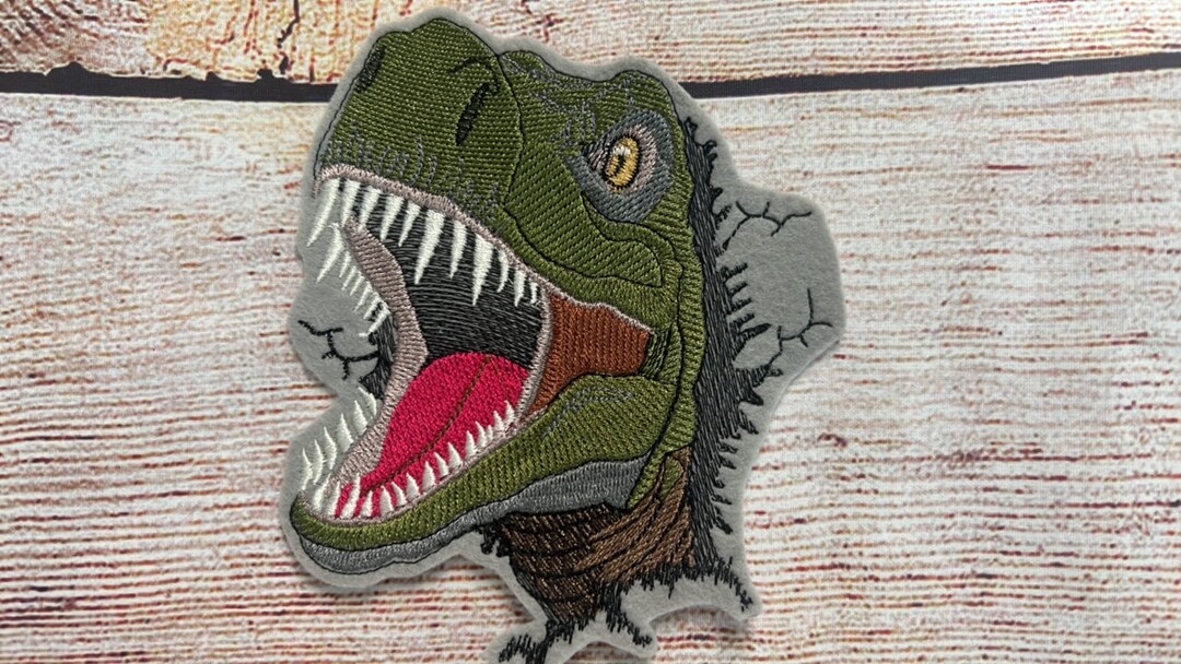 Dinosaur Patch, T Rex Patch, Jacket and Hat Embellishment, Collectable Embroidered Decoration ...