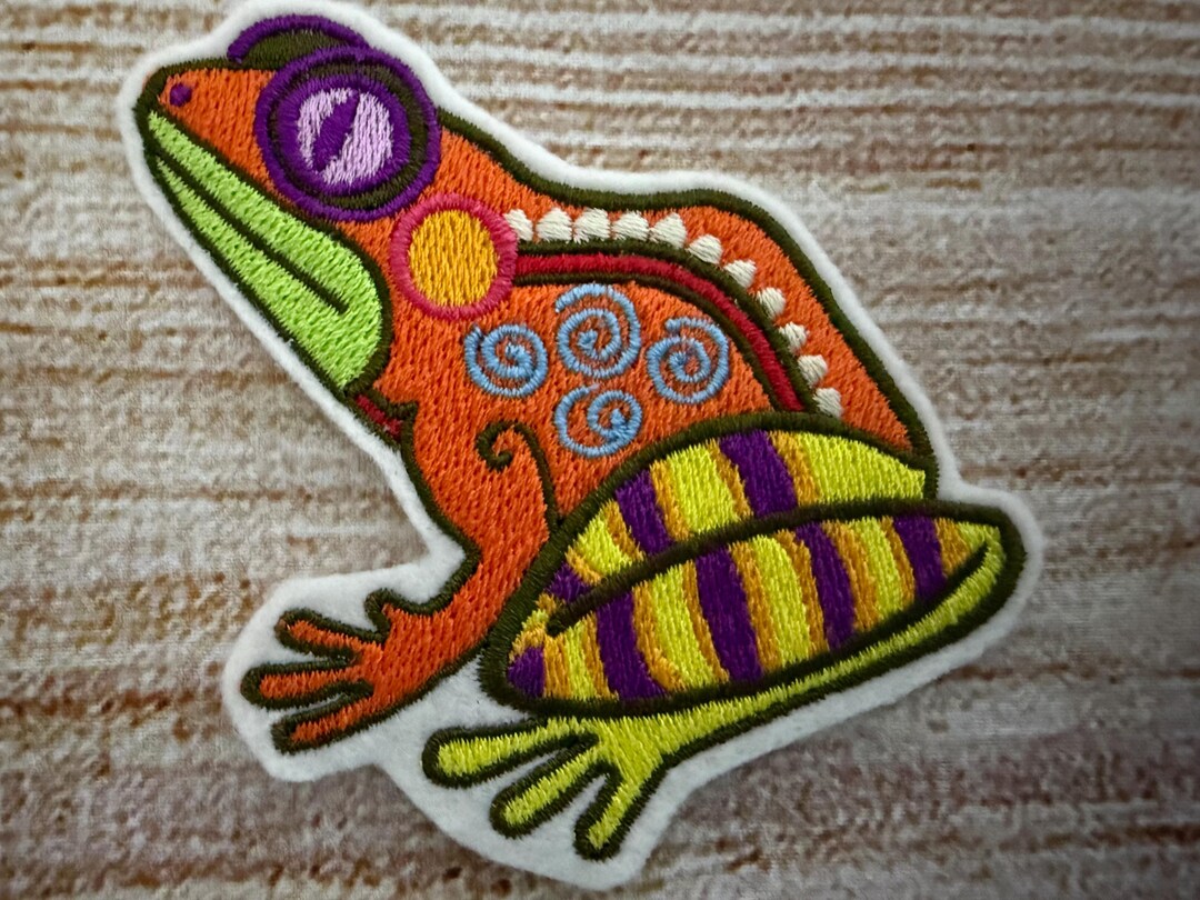 Frog Patch, Brightly Colored Embroidered Decoration, Kaleidoscope ...