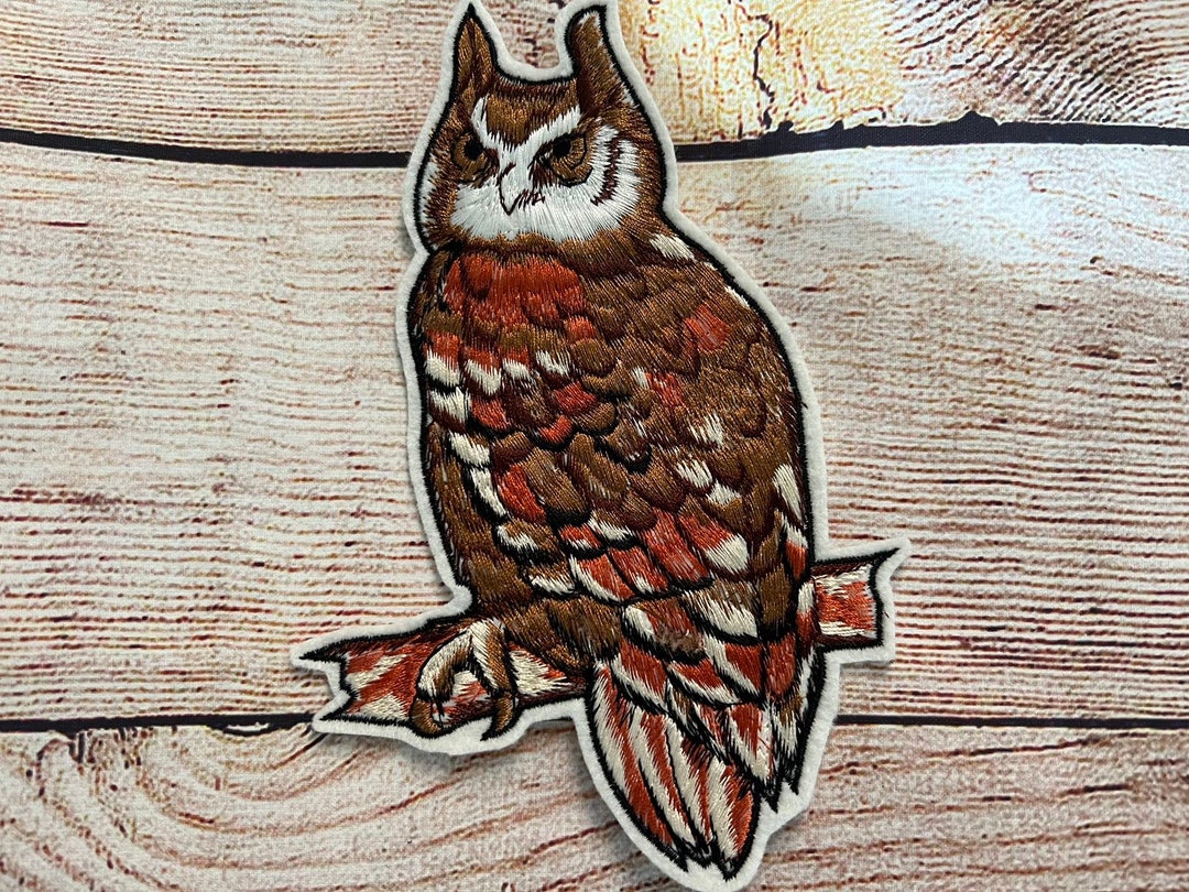 Owl Patch,brown and Rust Owl Badge, Forest Bird Large Patch ...