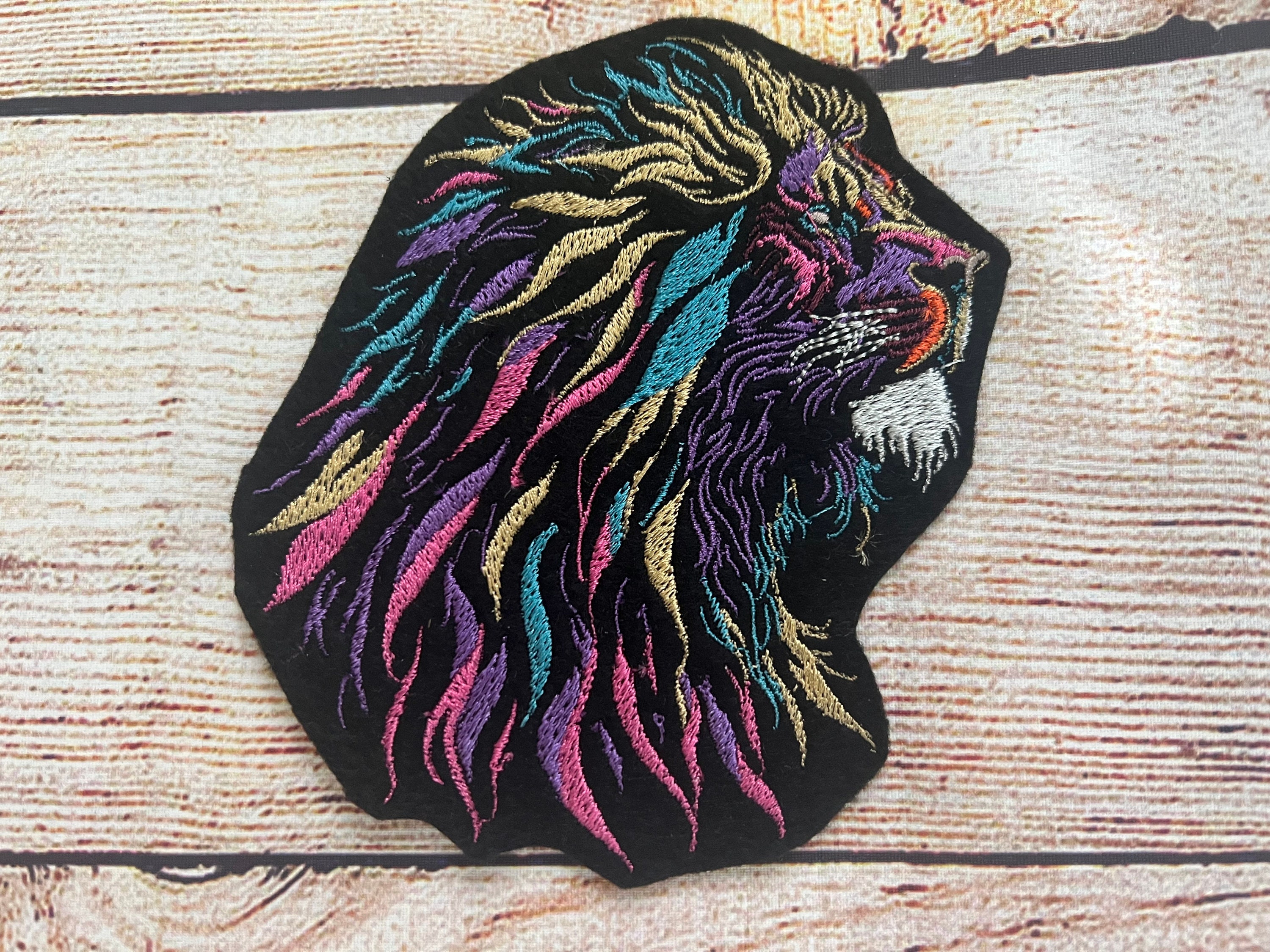 Lion Patch Colorful Lion Head Badge Embroidered Patch - Etsy