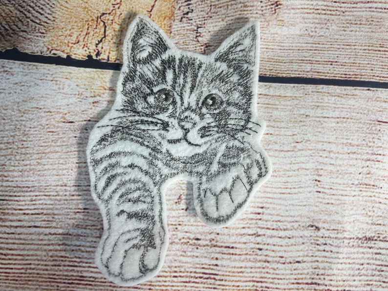Cat Pencil Sketch Patch Kitty Patch Pet Patch Embroidered - Etsy