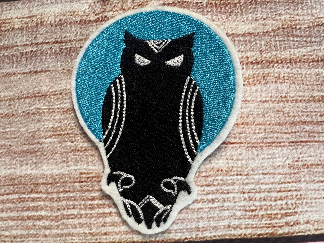 Black Owl on Moon Patch, Wildlife Patch, Embroidered Patch ...