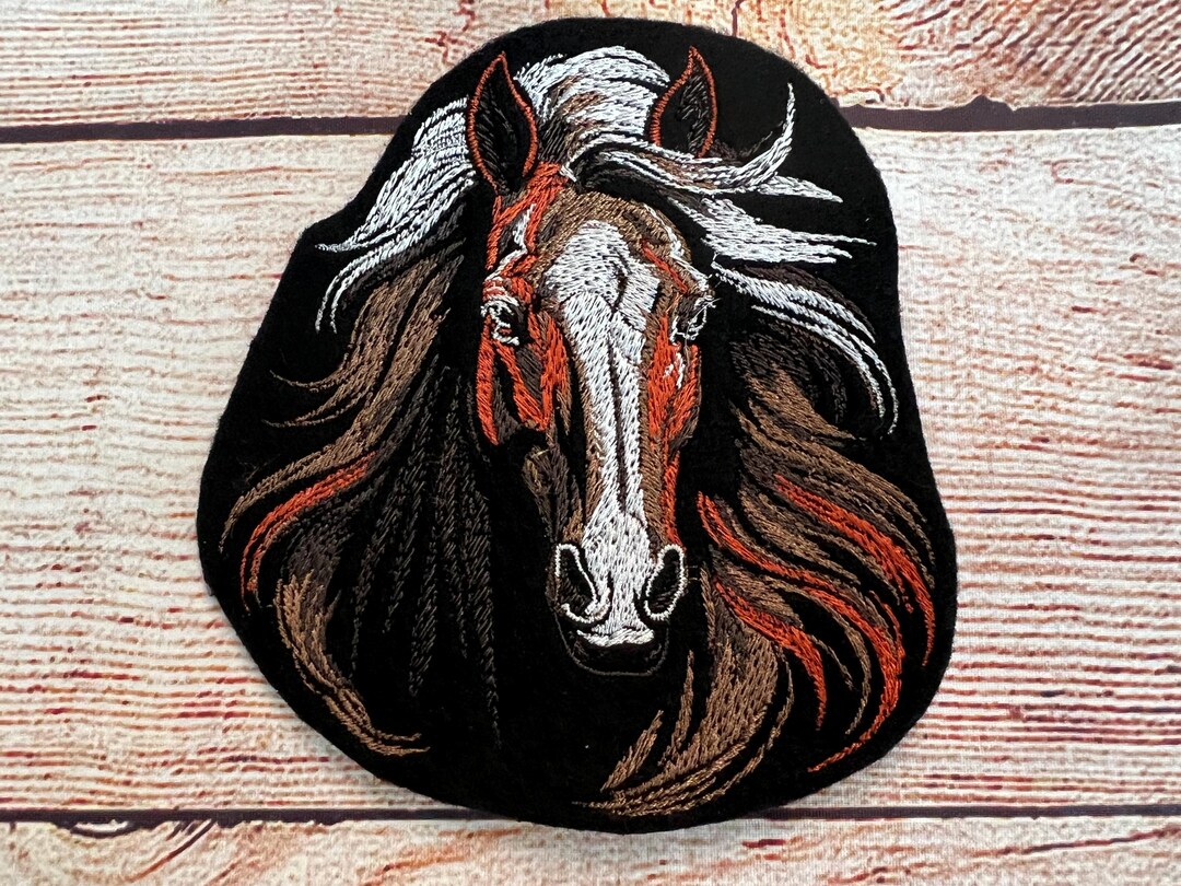Horse Head Patch, Elegant Horse Patch, Large Embroidered Patch ...
