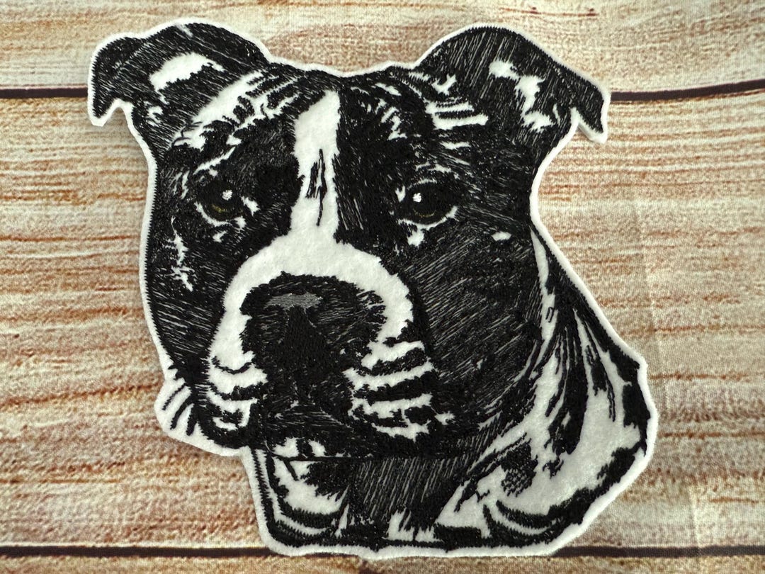 Pit Bull Patch, Black and White Pitbull Dog Patch, Pet Patch ...
