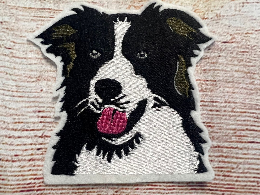 Border Collie Patch, Dog Badge, Pet Patch, Large Patch, Embroidered ...