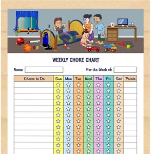 Printable Weekly Chore Chart for Kids Instant Download PDF - Etsy