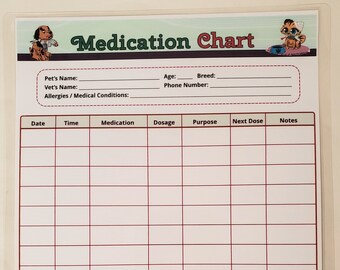 Cat Medication Chart - Etsy