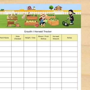 Printable Growth and Harvest Tracker - Planting, Gardening - Instant ...