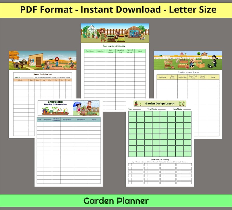 Printable Garden Planner Bundle - Plant Schedule, Plant Care Log ...