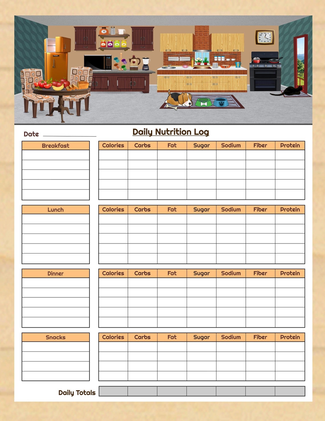 Printable Daily Nutrition Log - Daily Food Diary, Nutrition Tracker ...