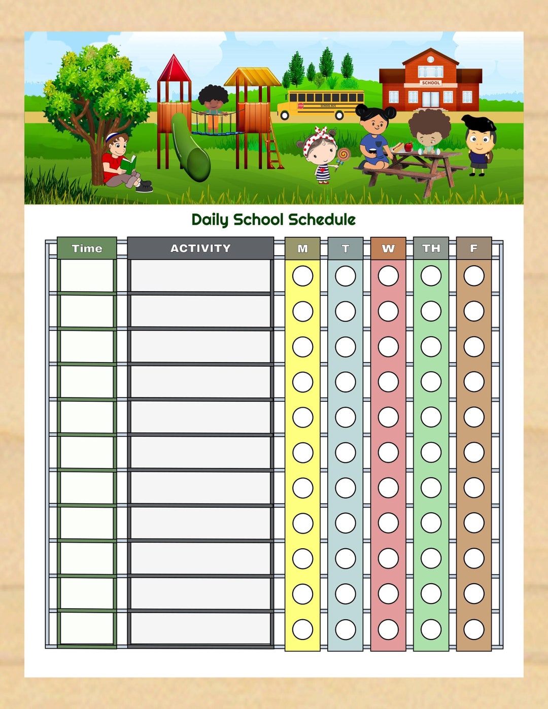 Printable Daily School Schedule - Instant Download PDF - Etsy