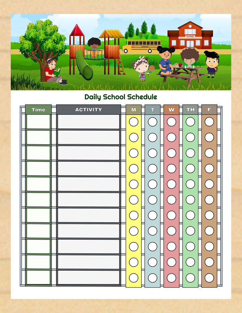 Printable Daily School Schedule - Instant Download PDF - Etsy