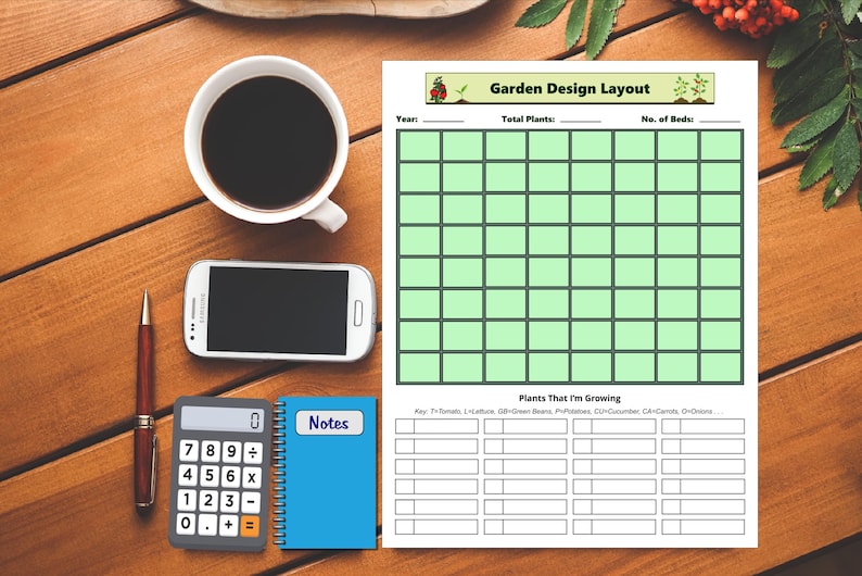 Printable Garden Design Layout - Planting, Gardening - Instant Download ...