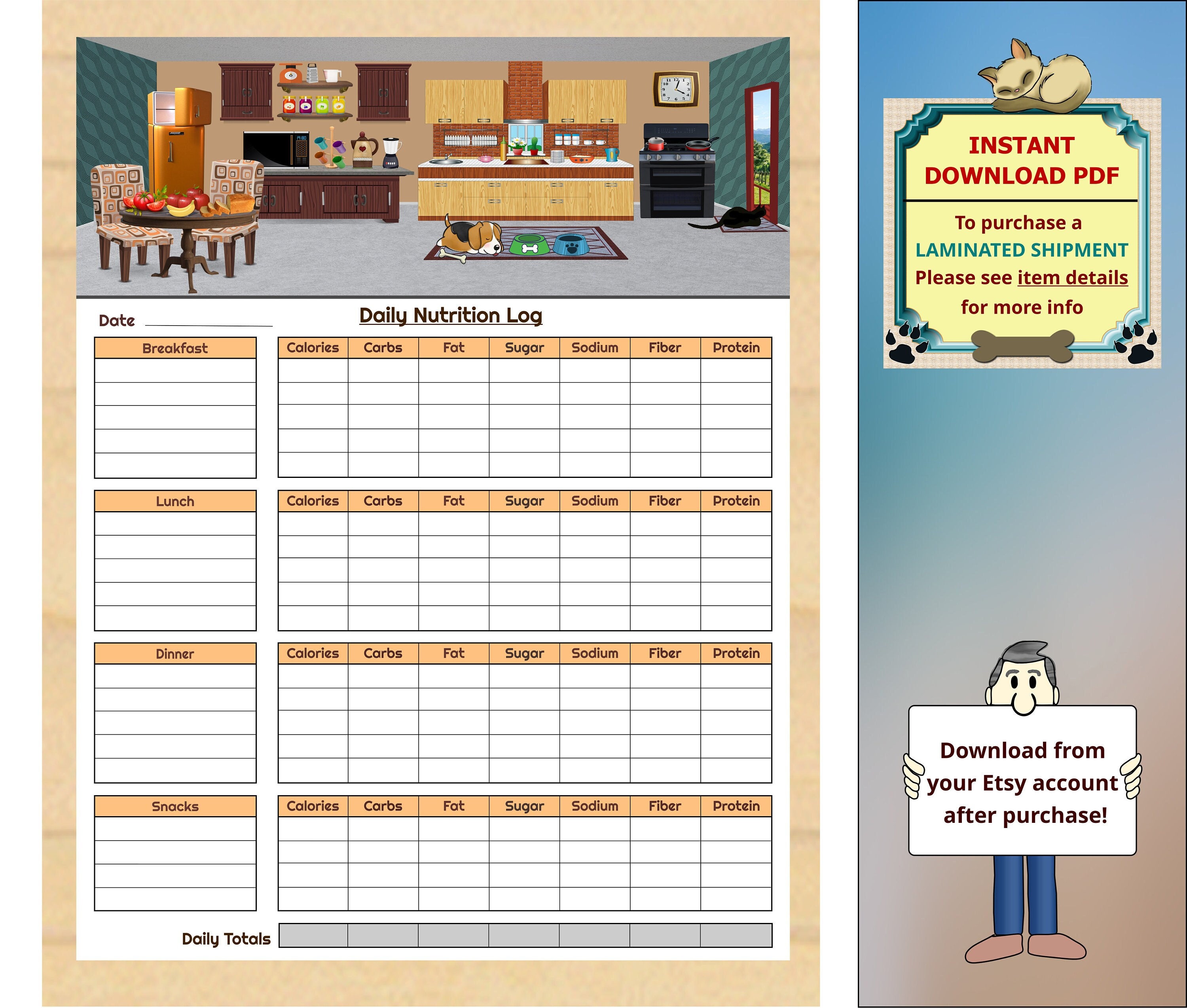 Registro diario de nutrición imprimible Diario de ingesta de - Etsy México