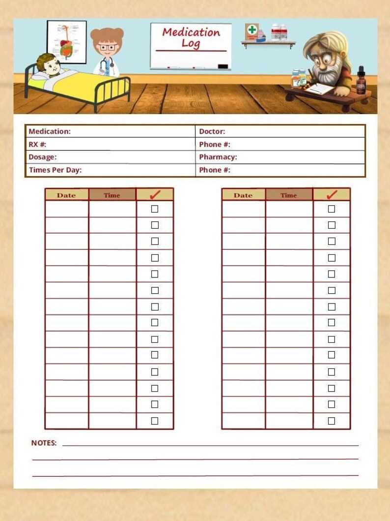 Printable Medication Log, Medication Schedule, Medicine Reminder ...
