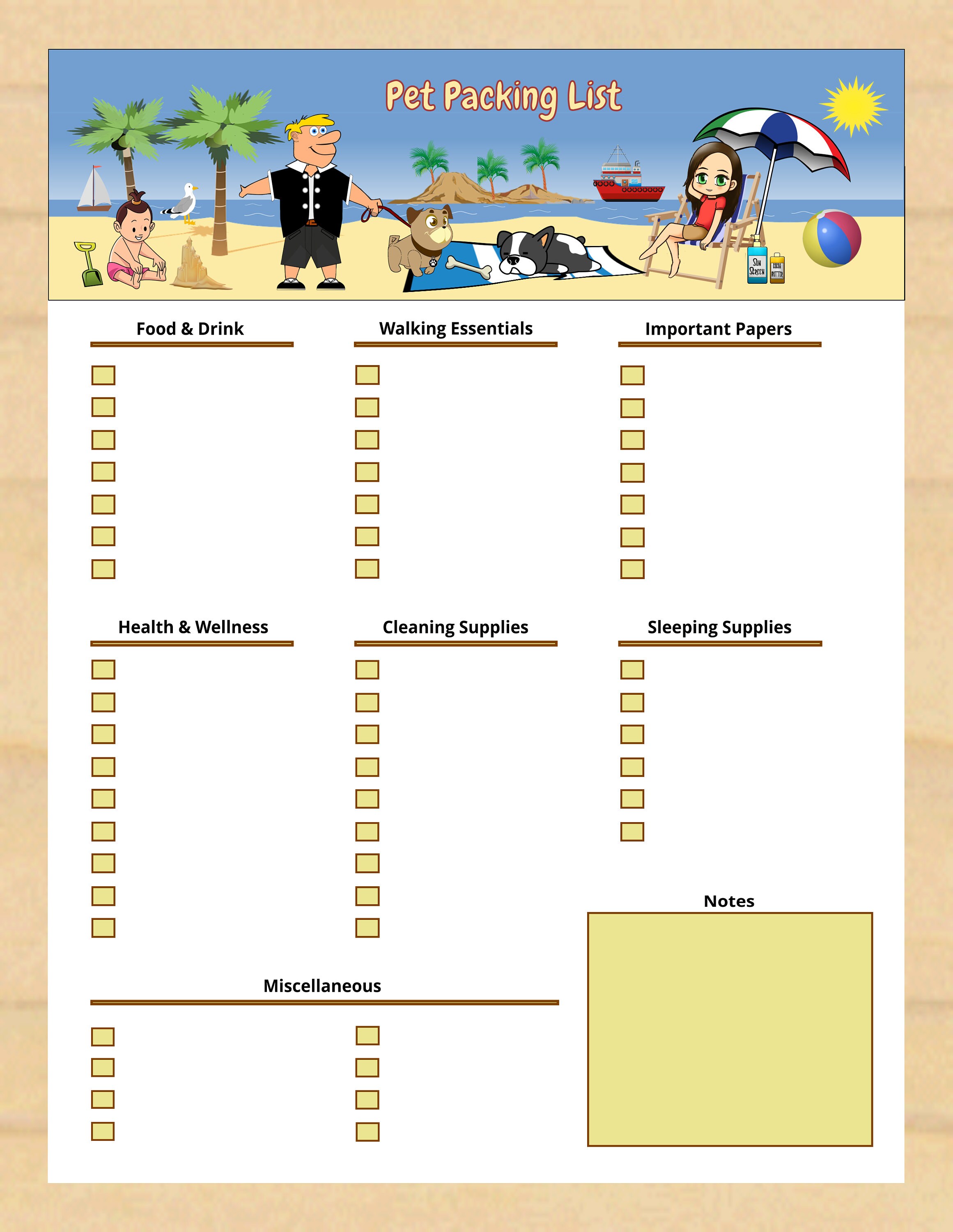 Printable Pet Packing List, Dog Travel List Instant Download PDF - Etsy