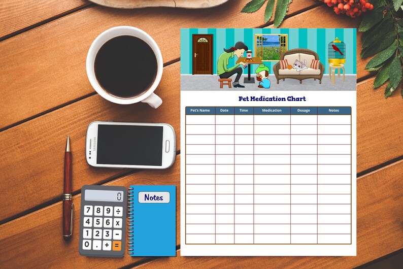 Fillable Pet Medication Chart Printable, Cat, Dog Medication Schedule ...