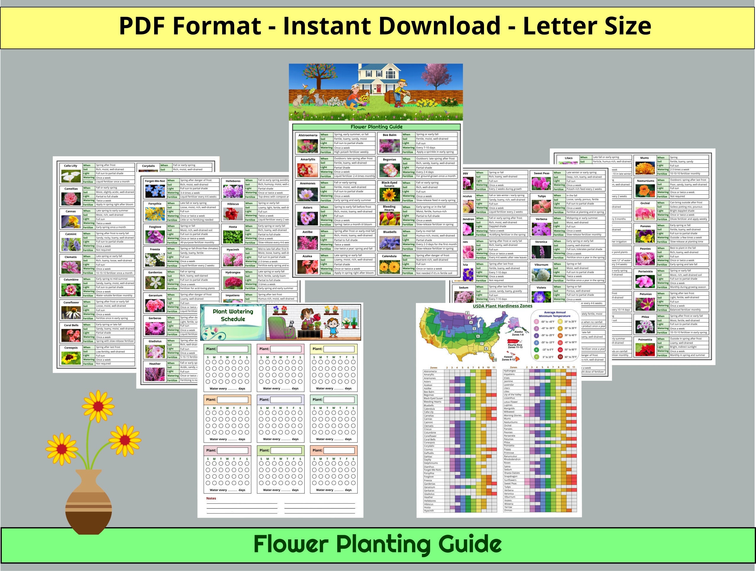 Printable Flower Planting Guide 84 Beautiful Flower Photos Easy-to-read ...