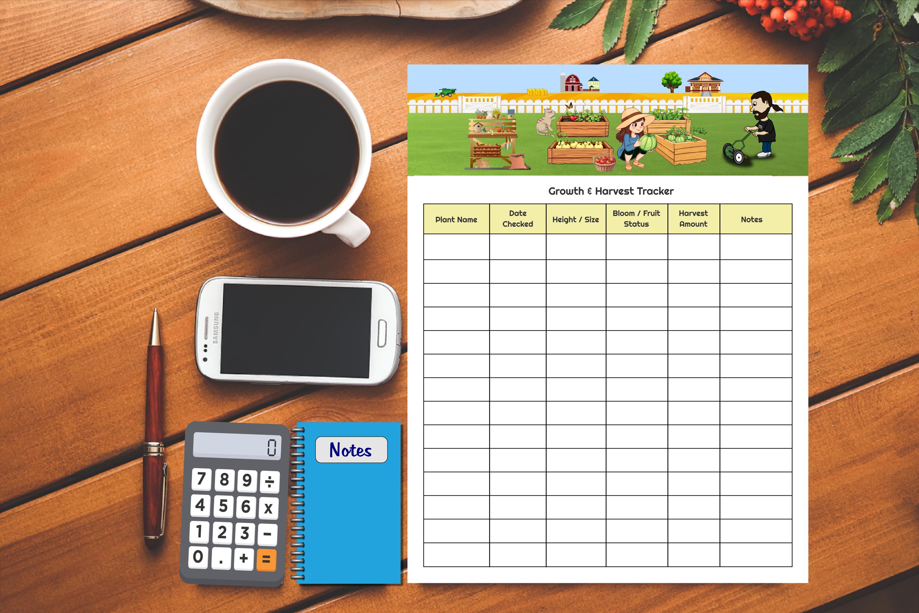 Printable Growth and Harvest Tracker - Planting, Gardening - Instant ...