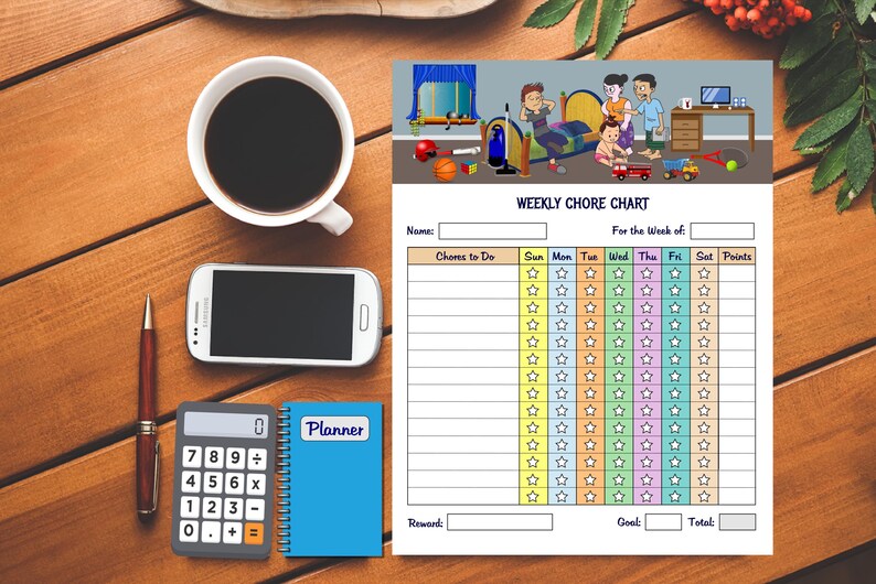 Printable Weekly Chore Chart for Kids - Instant Download PDF - Etsy