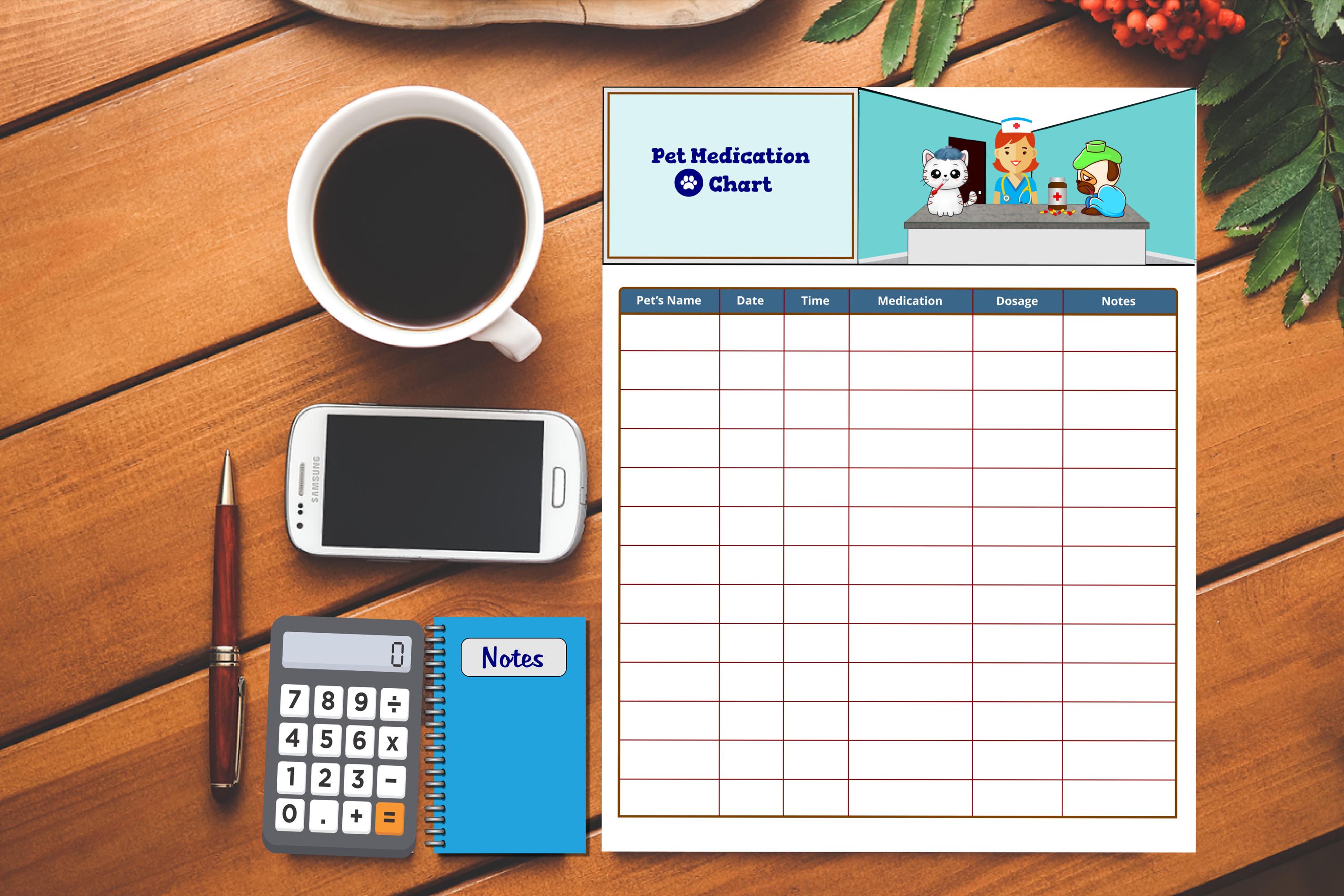 Fillable Pet Medication Chart Printable, Dog, Cat Medication Log ...