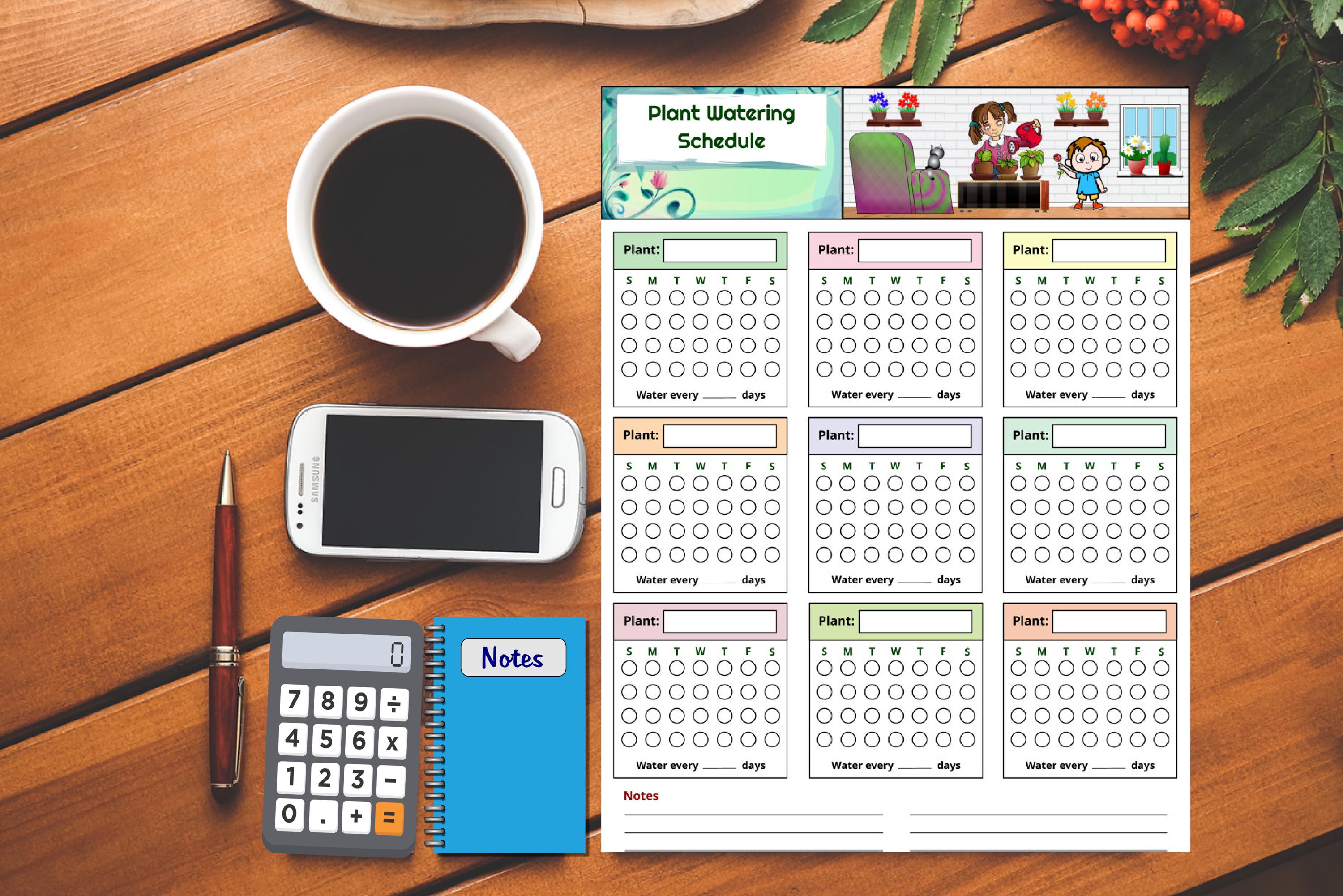 Printable Flower and Plant Watering Schedule, Indoor & Outdoor Garden ...