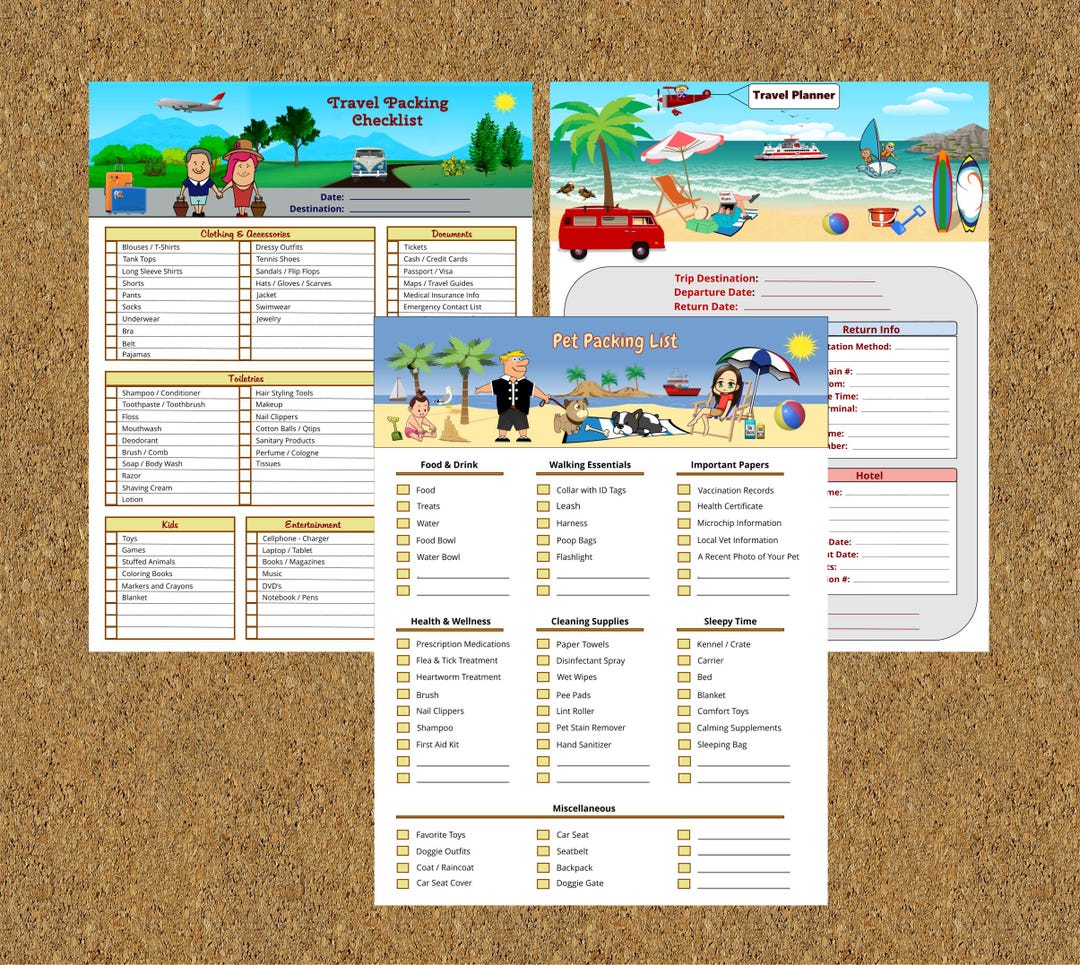 Printable Travel Planning Kit Bundle - Travel Planner, Travel Packing ...