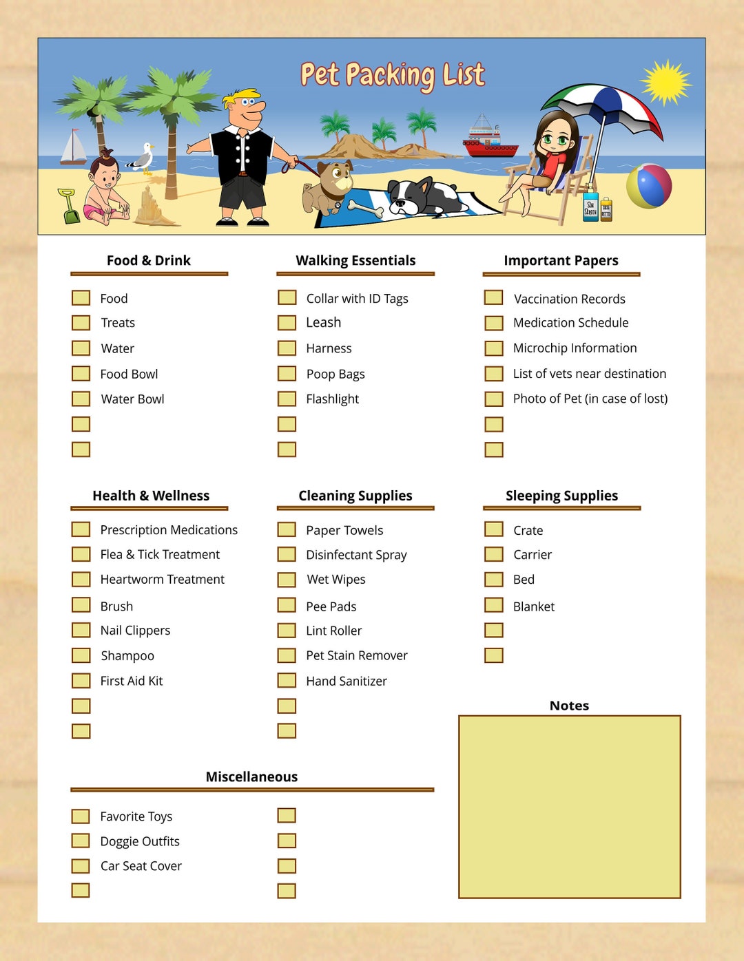 Printable Pet Packing List, Dog Travel List Instant Download PDF - Etsy